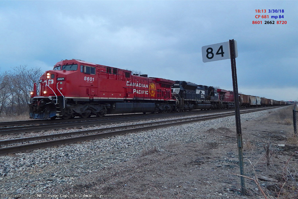 CP 681 rolling thru mp 84 at a leisurely 13 mph
